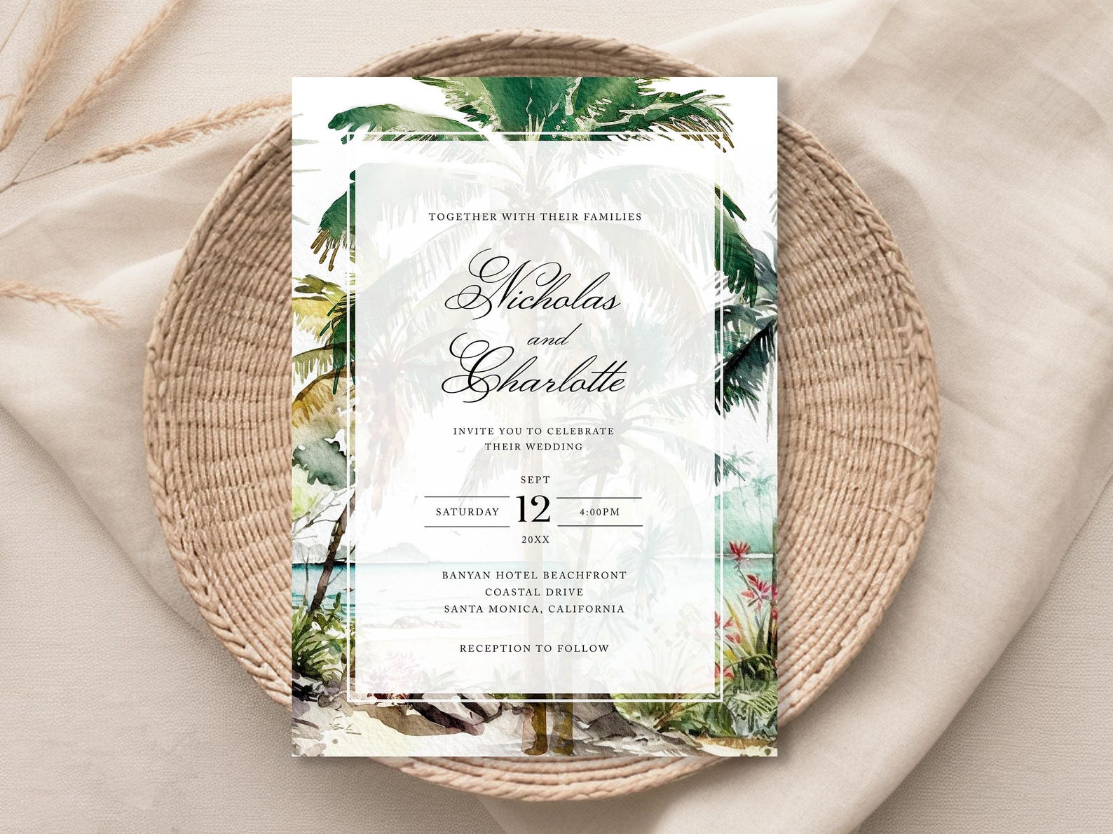 Beach Wedding Invitation, Beach Wedding Invite, Ocean Wedding ...