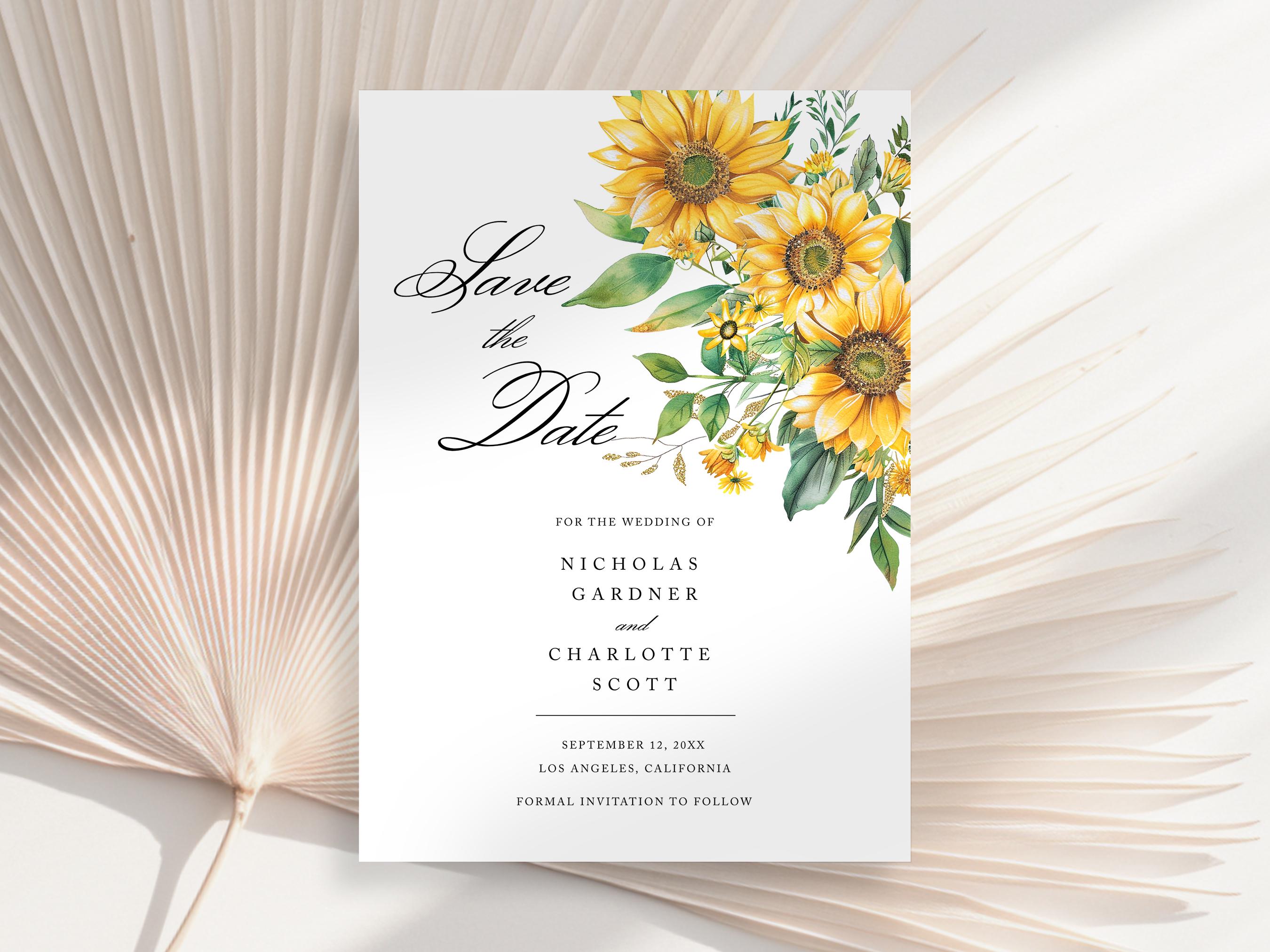 Sunflower Wedding Invitation, Sunflower Wedding Invites, Sunflower ...