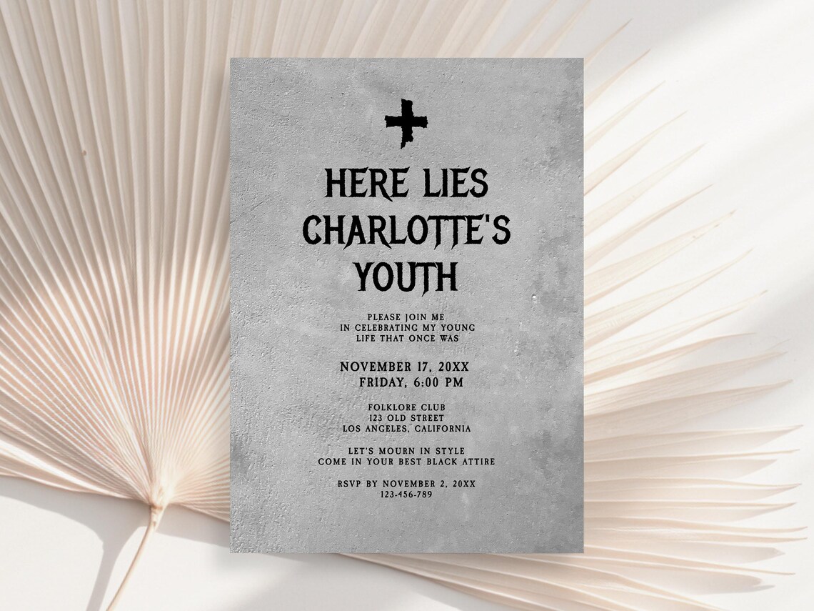 RIP to Twenties Birthday Invitation Template, RIP 20s Birthday ...