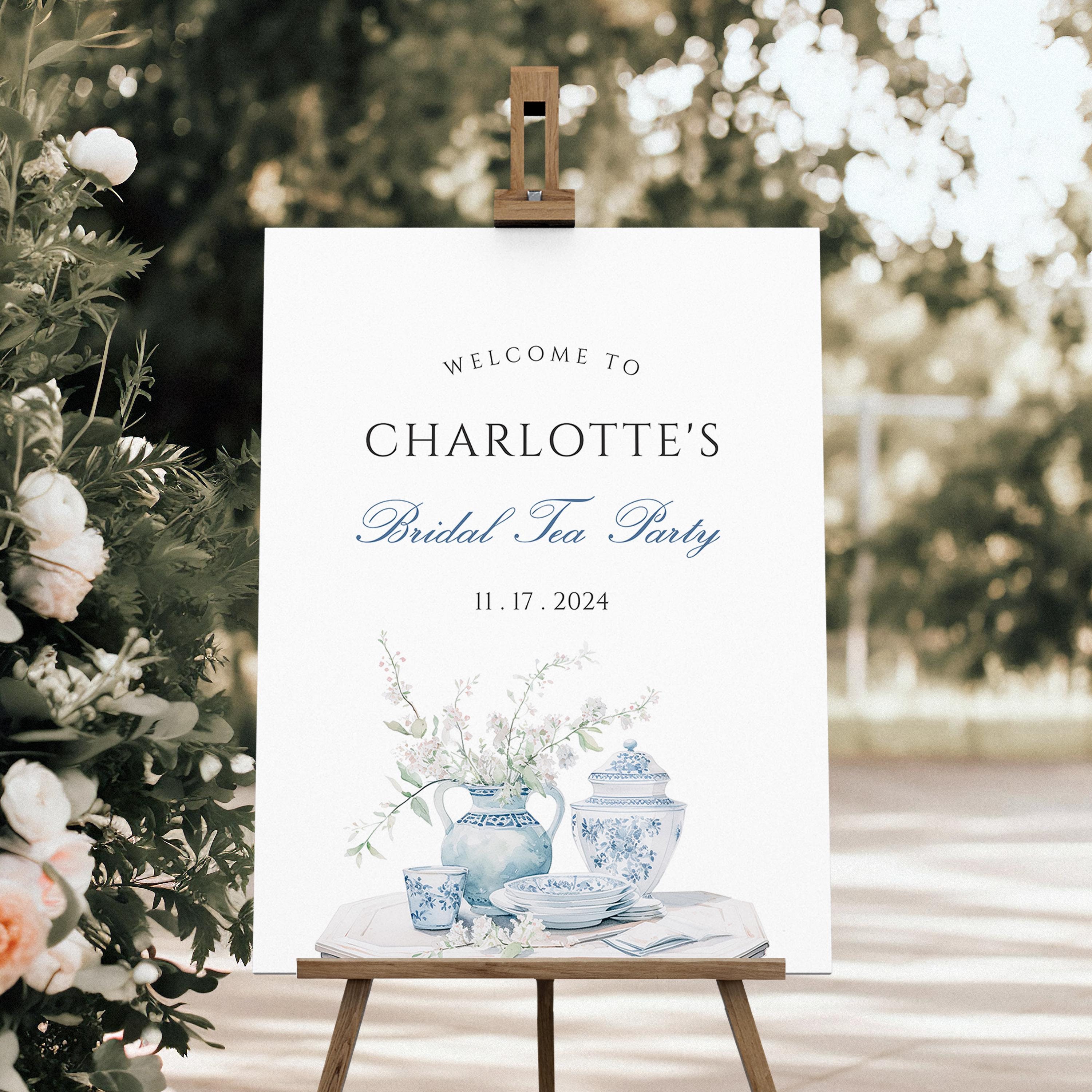 Bridal Shower Tea Party Welcome Sign Template, Bridal Brunch Welcome ...