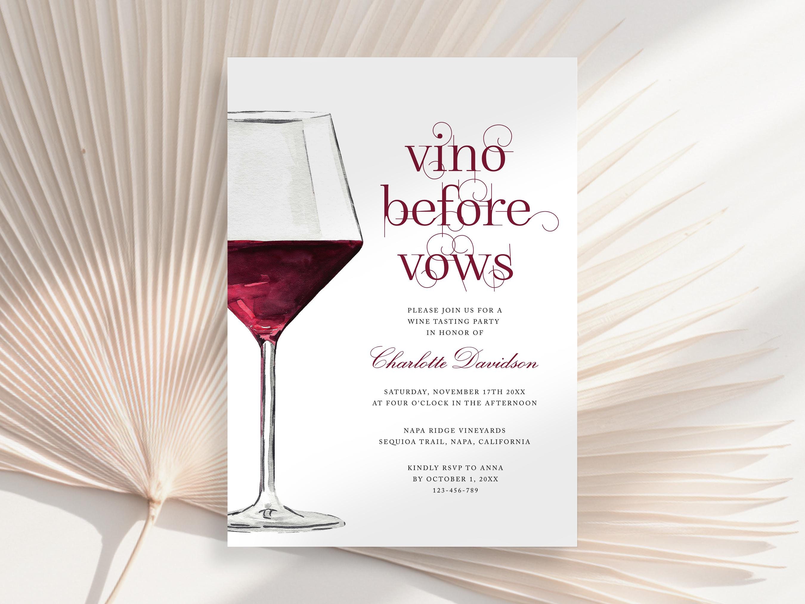 Wine Tasting Bridal Shower Invitation, Vino Before Vows Bridal Shower ...