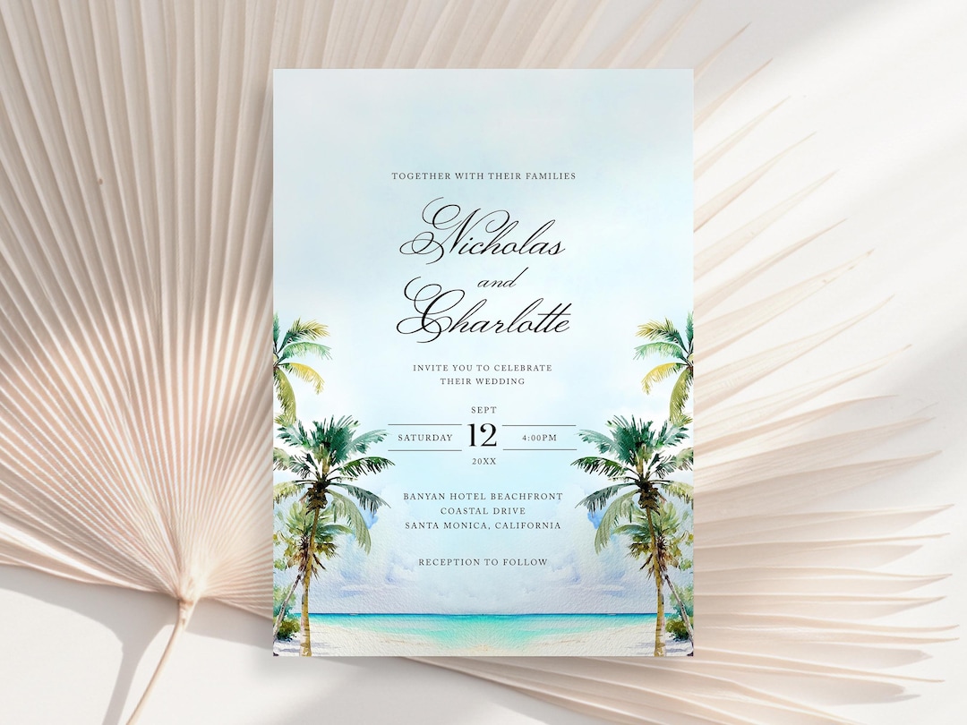 Beach Wedding Invitation, Beach Wedding Invite, Ocean Wedding ...