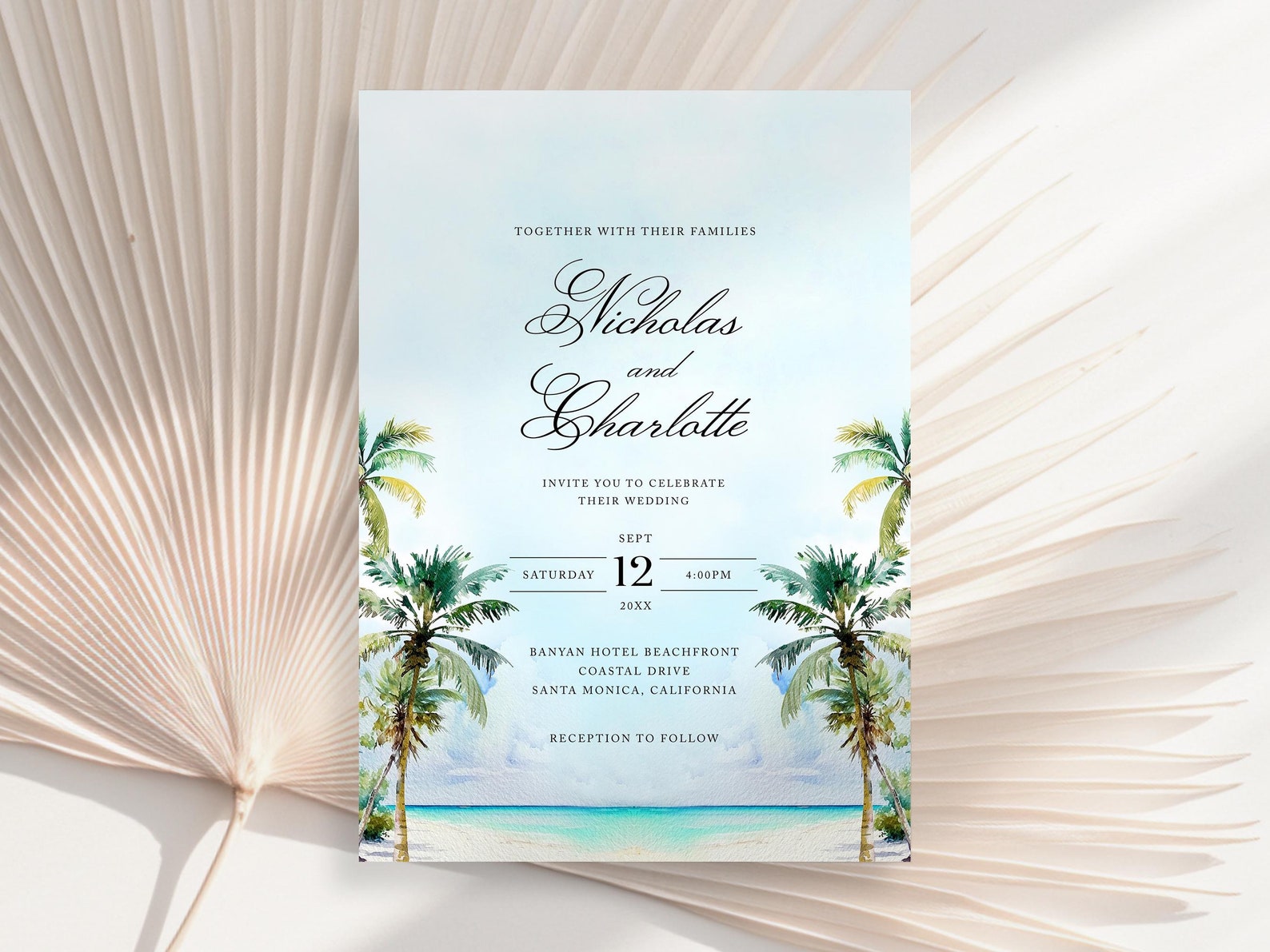 Beach Wedding Invitation, Beach Wedding Invite, Ocean Wedding ...