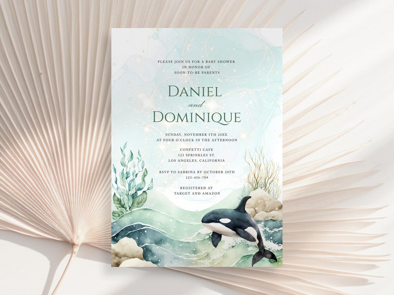 Under the Sea Baby Shower Invitation Template, Underwater Baby Shower ...