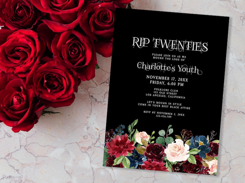 RIP to Twenties Birthday Invitation Template, RIP 20s Birthday ...