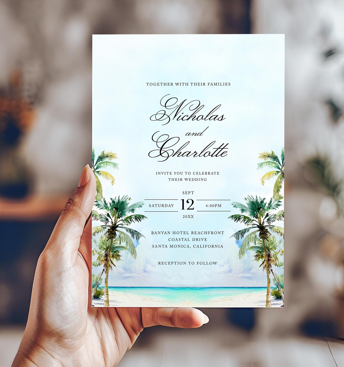 Beach Wedding Invitation Suite, Beach Wedding Invite, Ocean Wedding ...