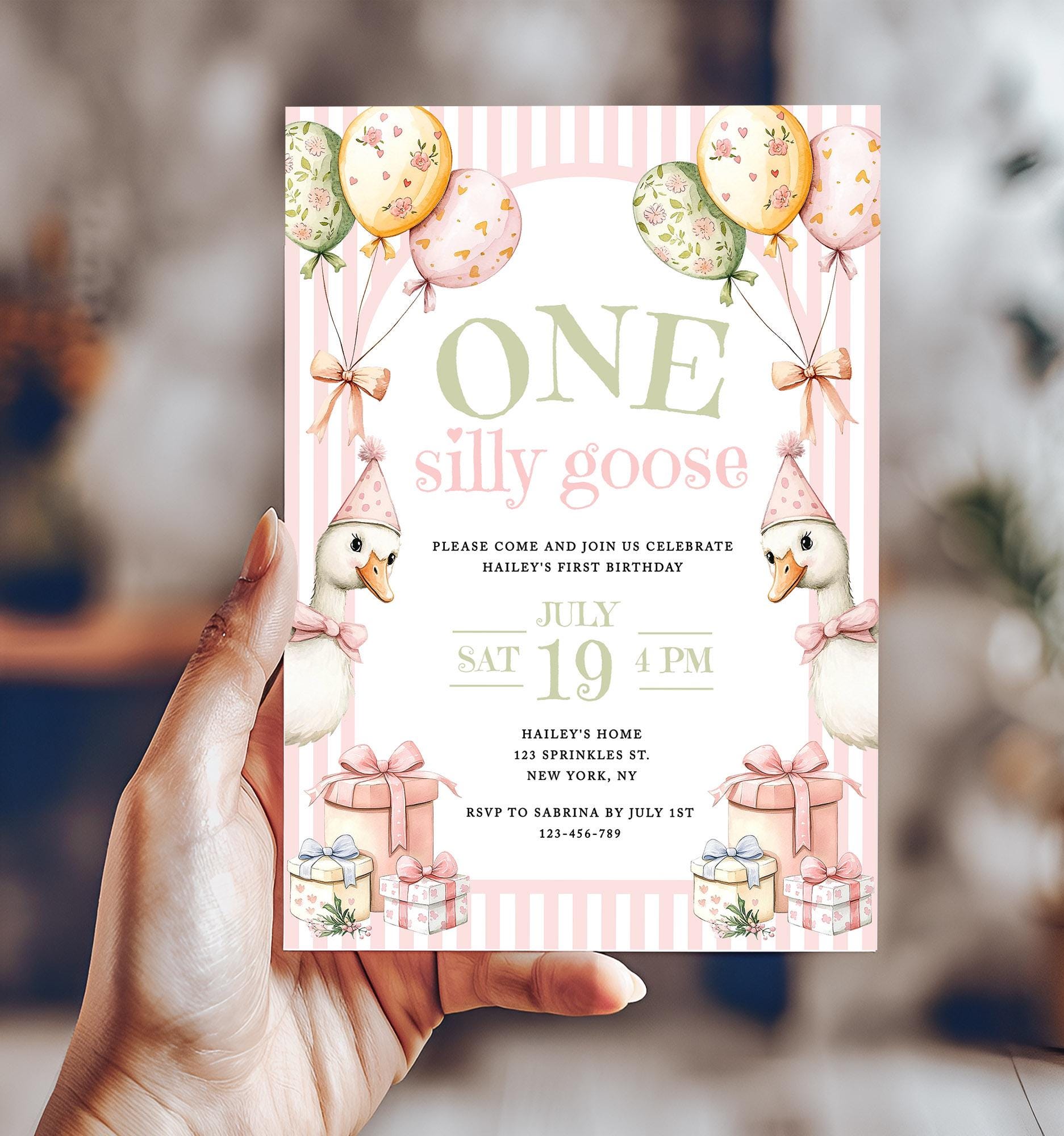 One Silly Goose Birthday Invitation, Goose Invitation, Silly Goose ...
