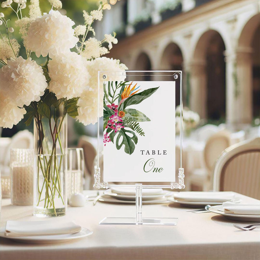 Tropical Wedding Table Number Template Set 4x6 5x7, Floral Tropical ...