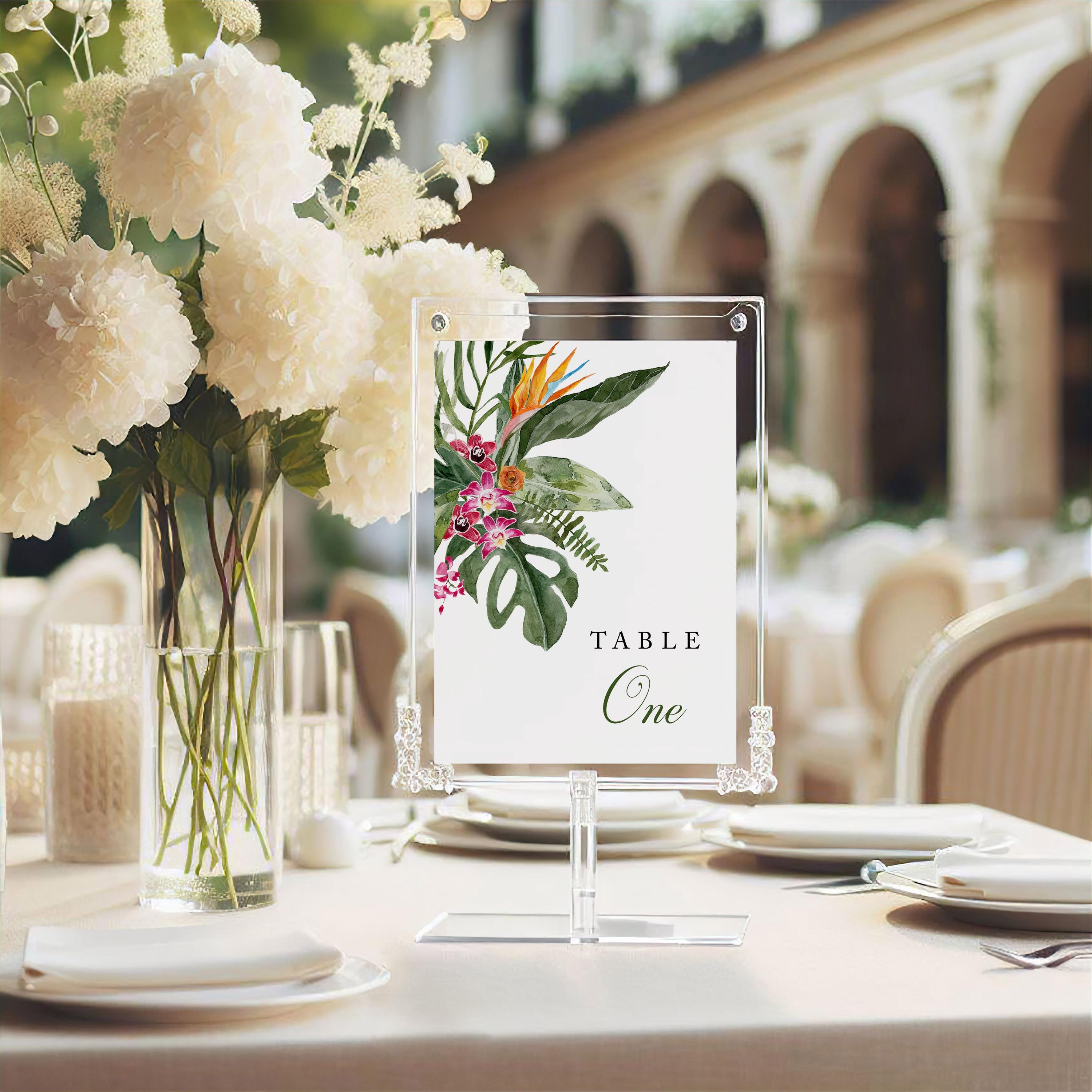 Tropical Wedding Table Number Template Set 4x6 5x7, Floral Tropical ...