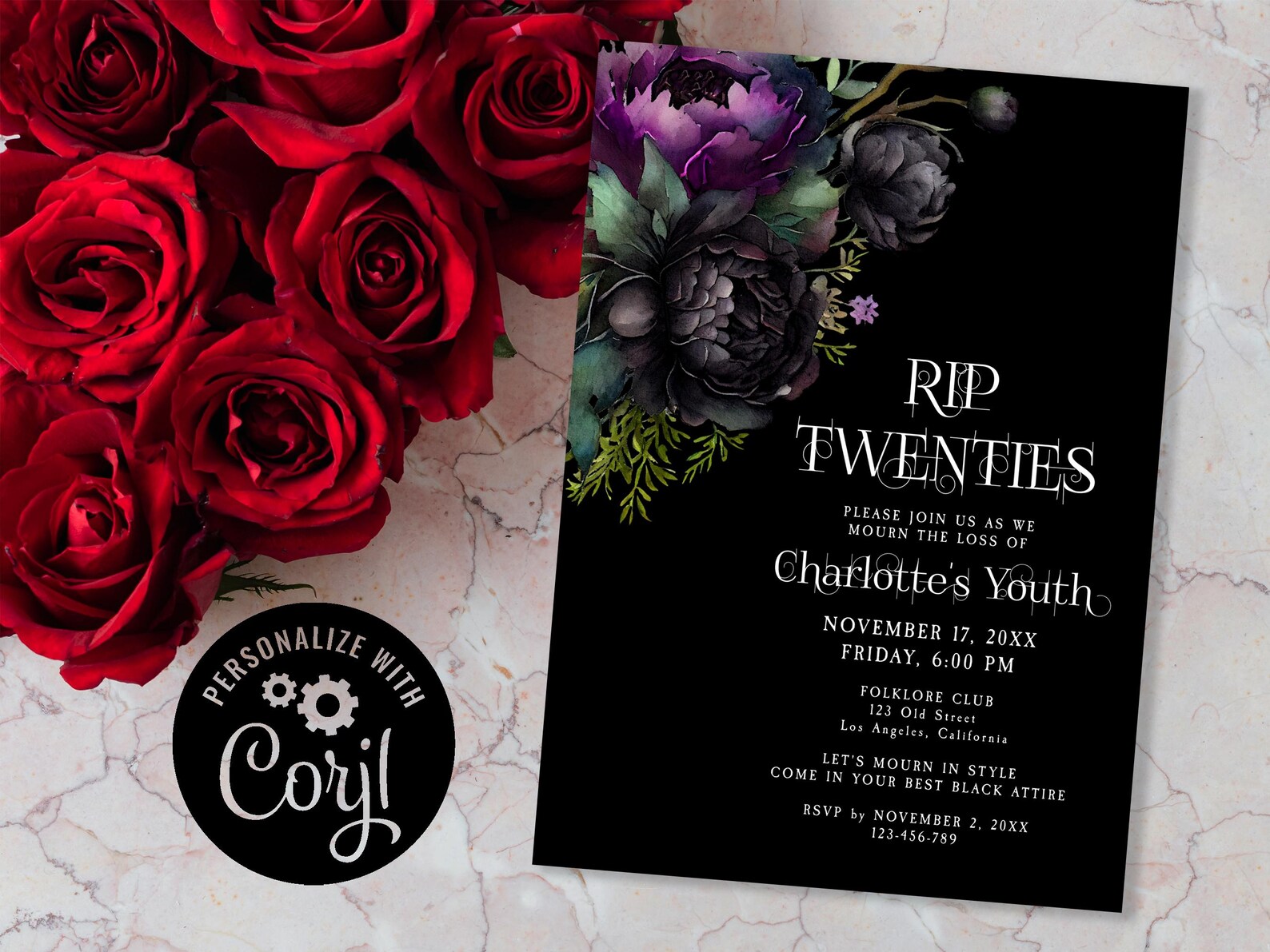 RIP to Twenties Birthday Invitation Template, RIP 20s Birthday ...