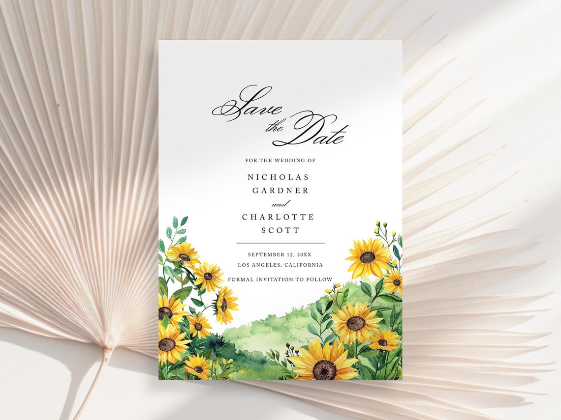 Sunflower Wedding Invitation, Sunflower Wedding Invites, Sunflower ...