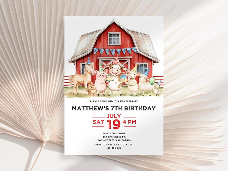 Farm Birthday Invitation, Farm Animals Invitation, Barnyard Animals ...