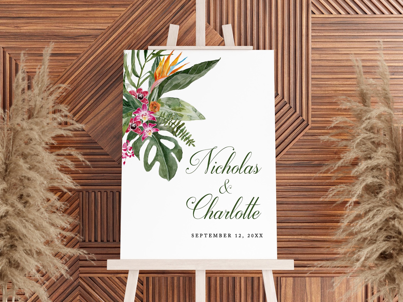 Tropical Wedding Welcome Sign Template 18x24 24x36, Tropical Wedding ...