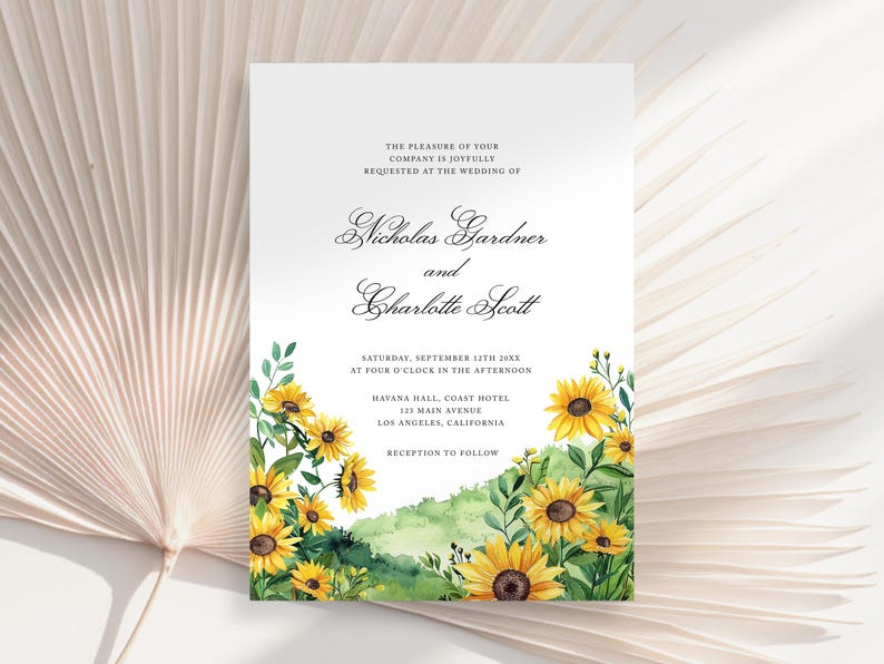 Sunflower Wedding Invitation, Sunflower Wedding Invites, Sunflower ...