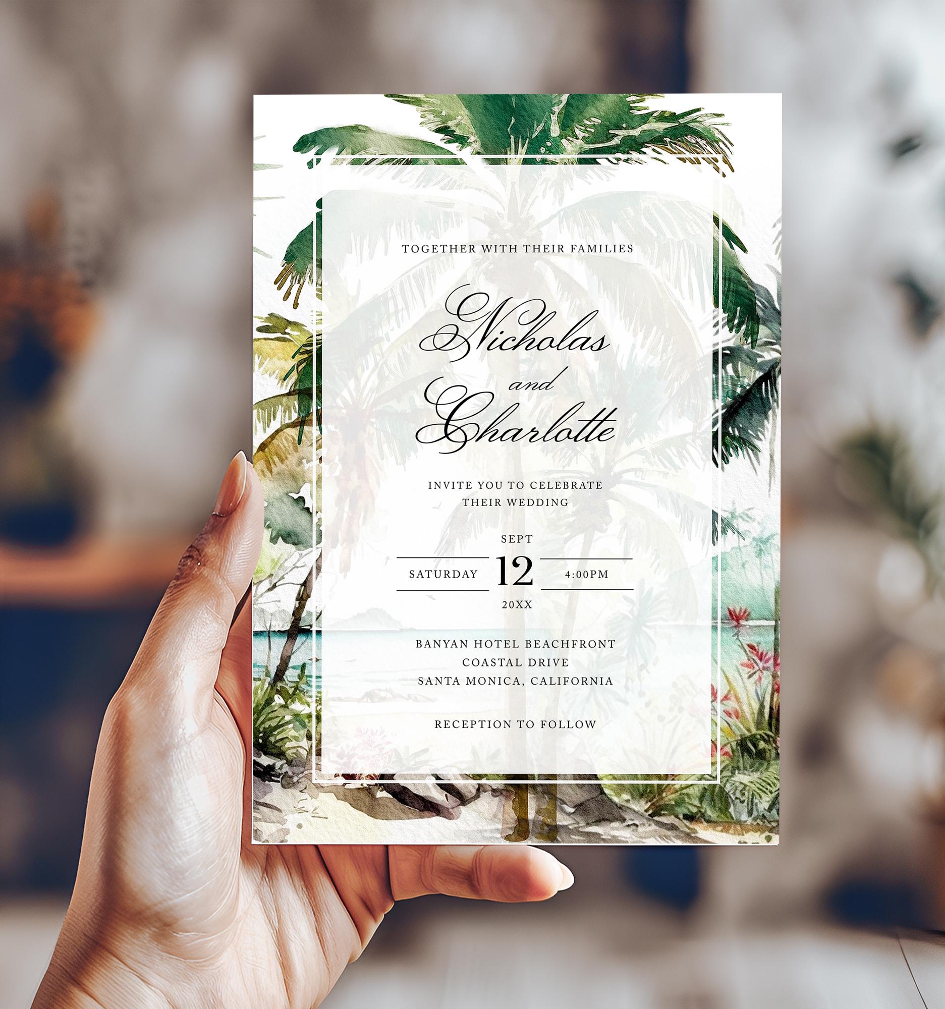 Beach Wedding Invitation, Beach Wedding Invite, Ocean Wedding ...