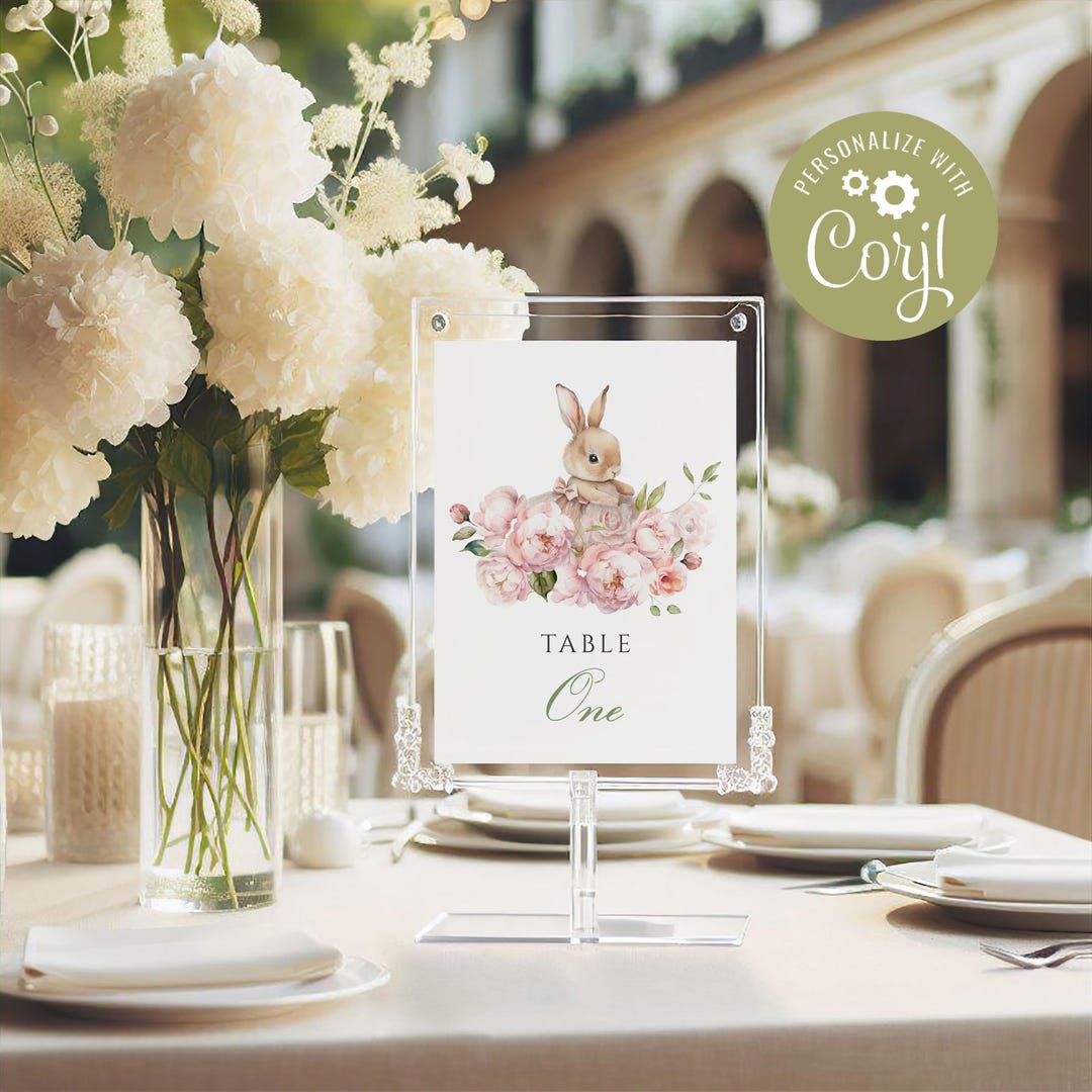 Ballerina Bunny Baby Shower Table Number Template Set 4x6 and 5x7 ...