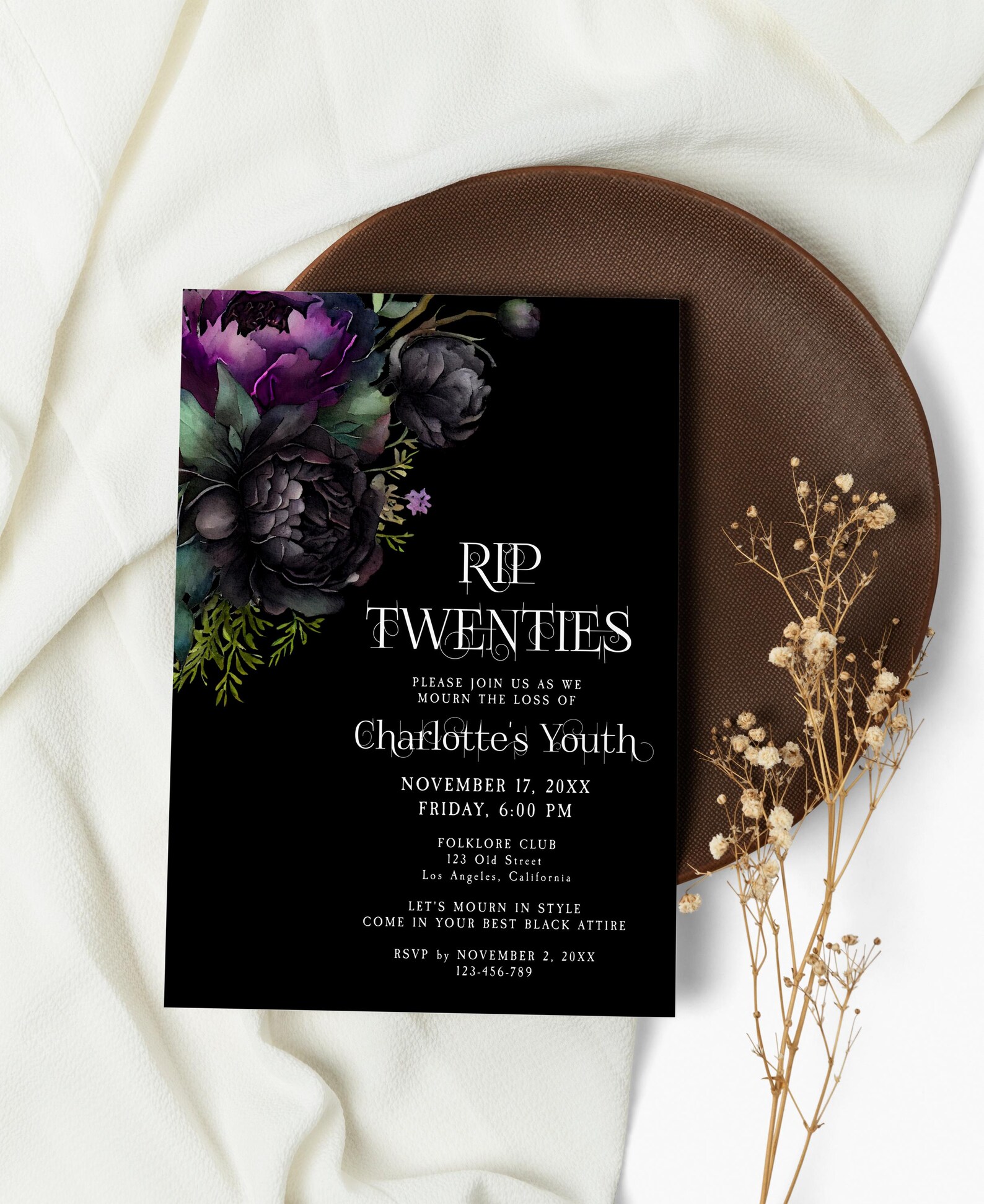 RIP to Twenties Birthday Invitation Template, RIP 20s Birthday ...