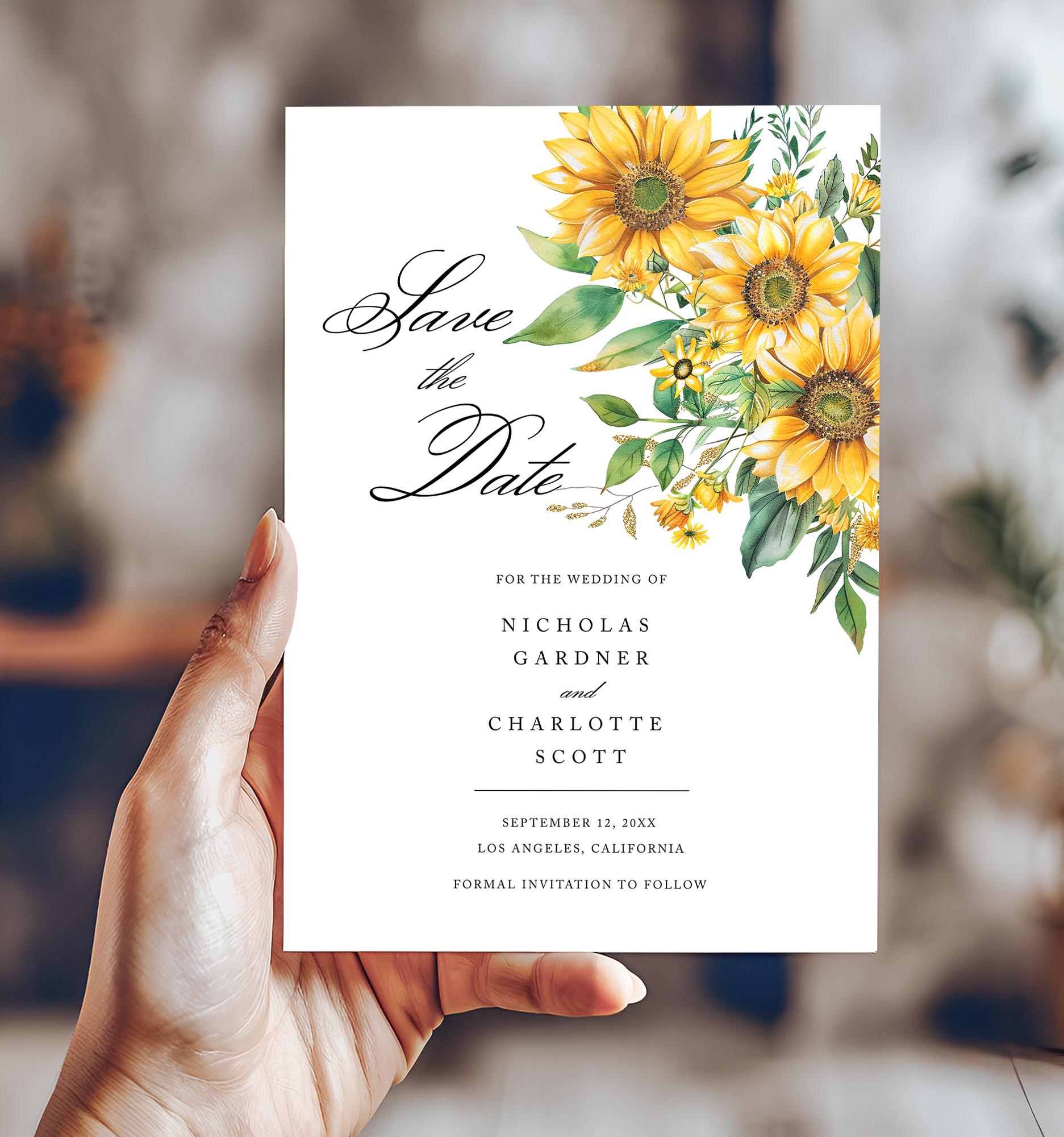 Sunflower Wedding Invitation, Sunflower Wedding Invites, Sunflower ...