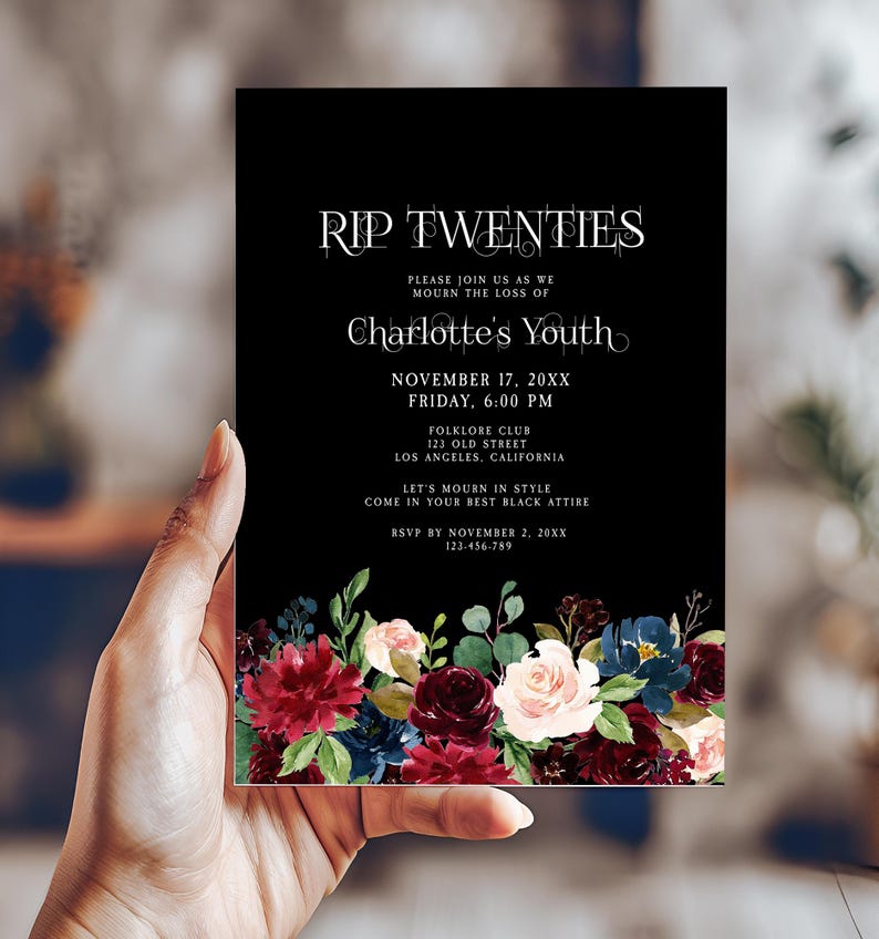 RIP to Twenties Birthday Invitation Template, RIP 20s Birthday ...