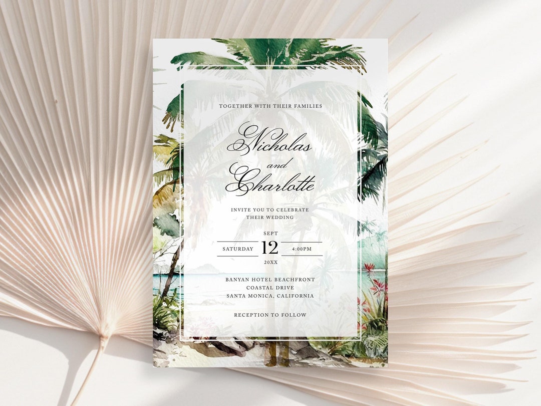 Beach Wedding Invitation, Beach Wedding Invite, Ocean Wedding ...