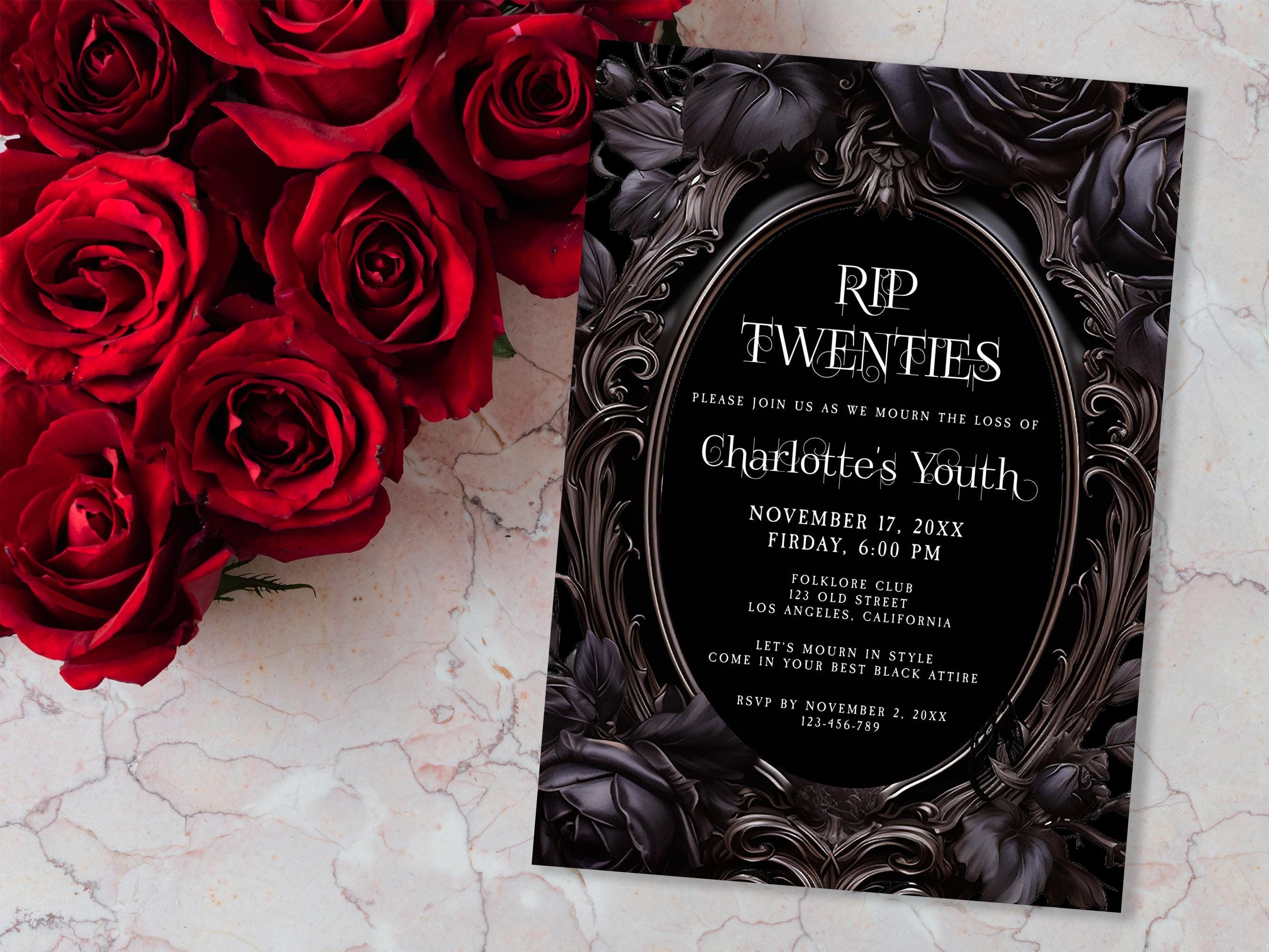 RIP to Twenties Birthday Invitation Template, RIP 20s Birthday ...