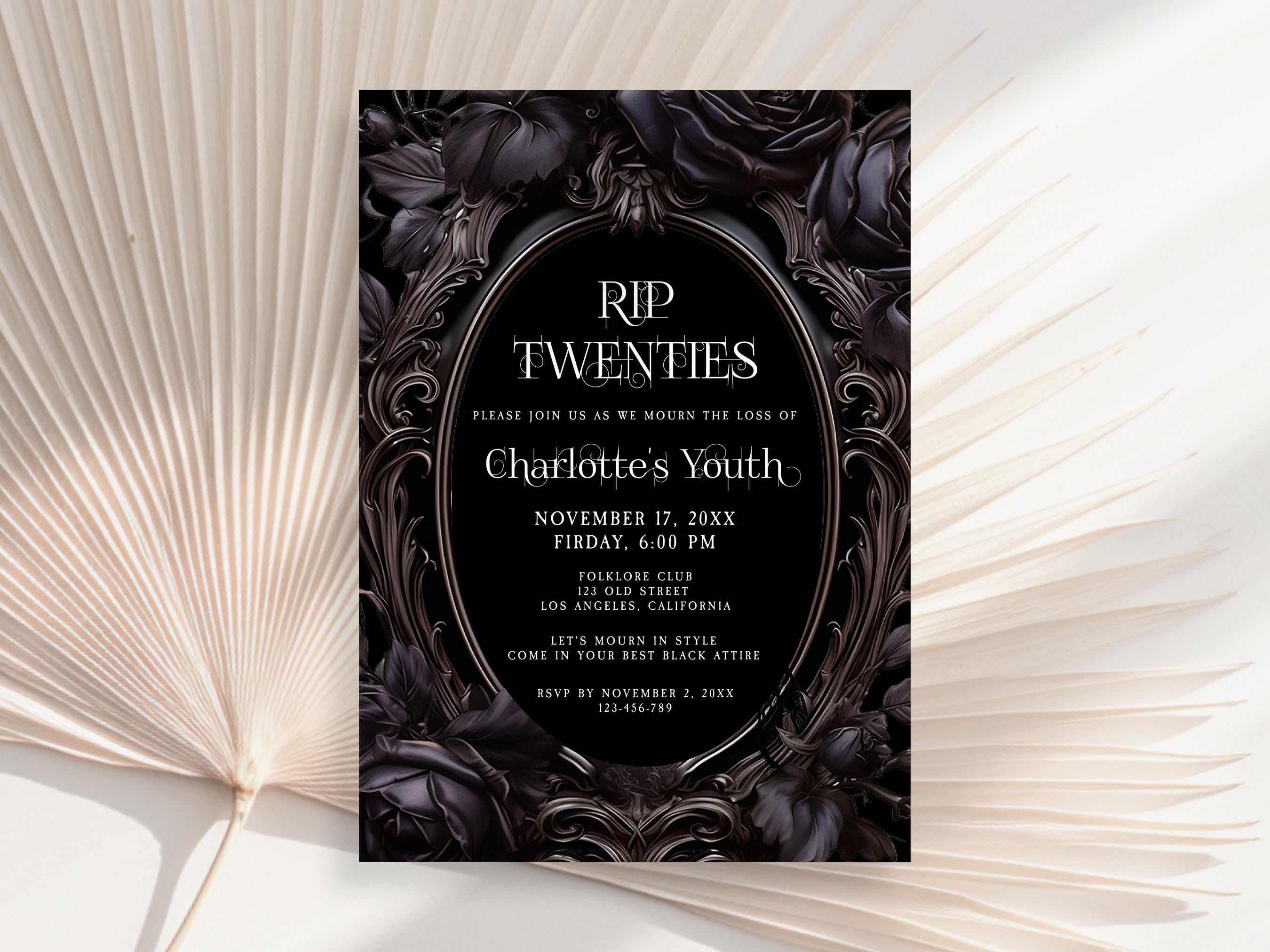 RIP to Twenties Birthday Invitation Template, RIP 20s Birthday ...
