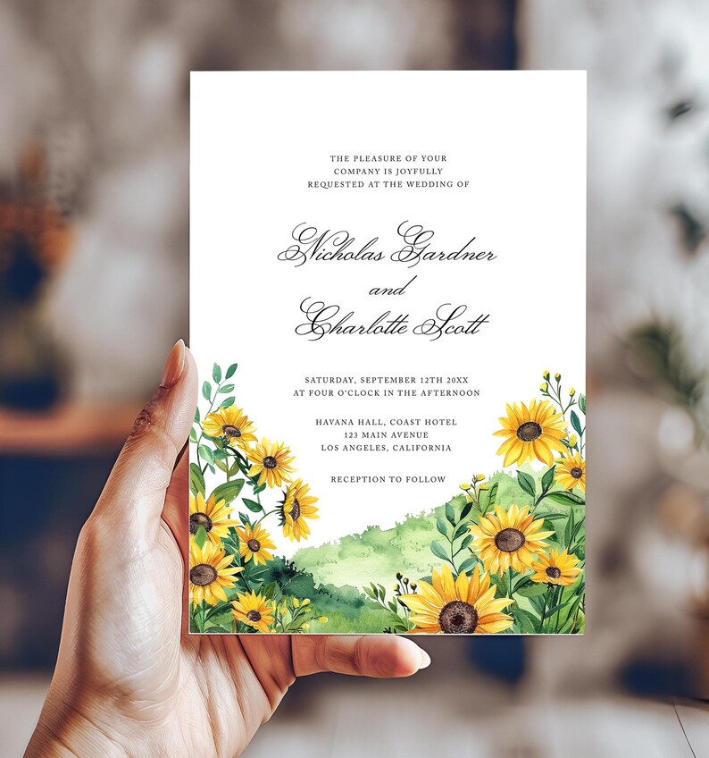 Sunflower Wedding Invitation, Sunflower Wedding Invites, Sunflower ...