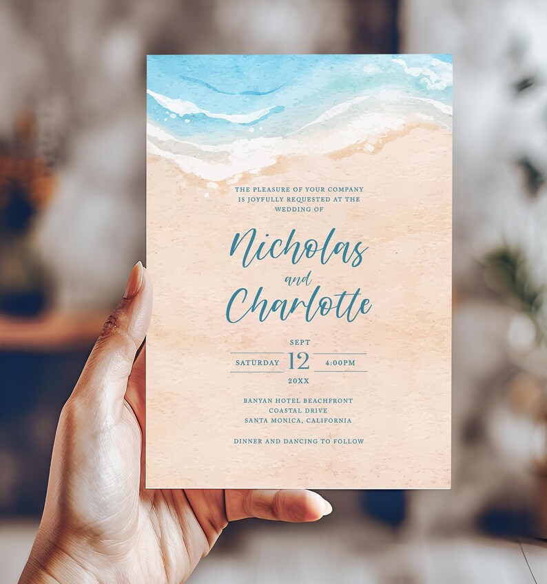 Beach Wedding Invitation Suite, Beach Wedding Invite, Ocean Wedding ...