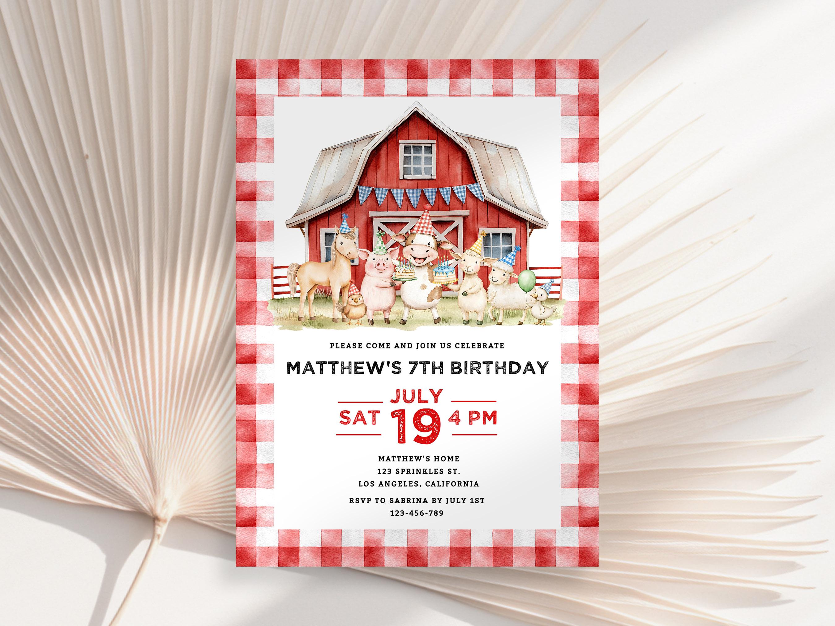 Farm Birthday Invitation, Farm Animals Invitation, Barnyard Animals ...
