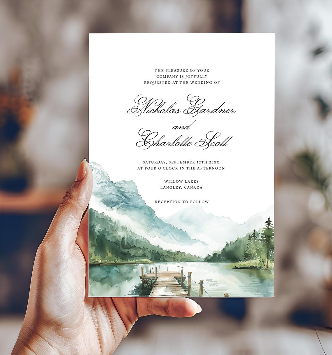 Lake Wedding Invitation, Lakeside Wedding Invitation, Mountain Wedding ...