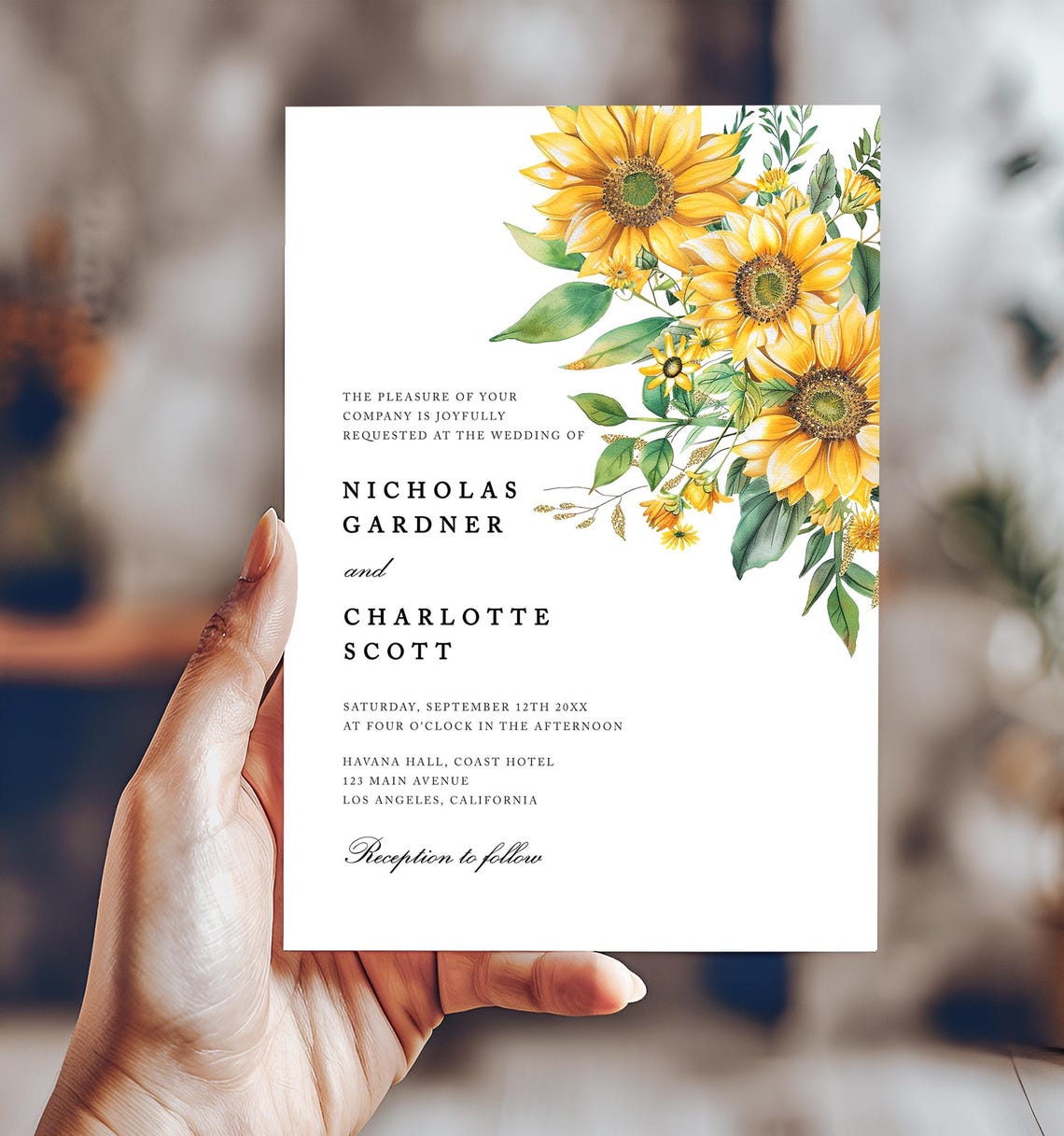 Sunflower Wedding Invitation, Sunflower Wedding Invites, Sunflower ...