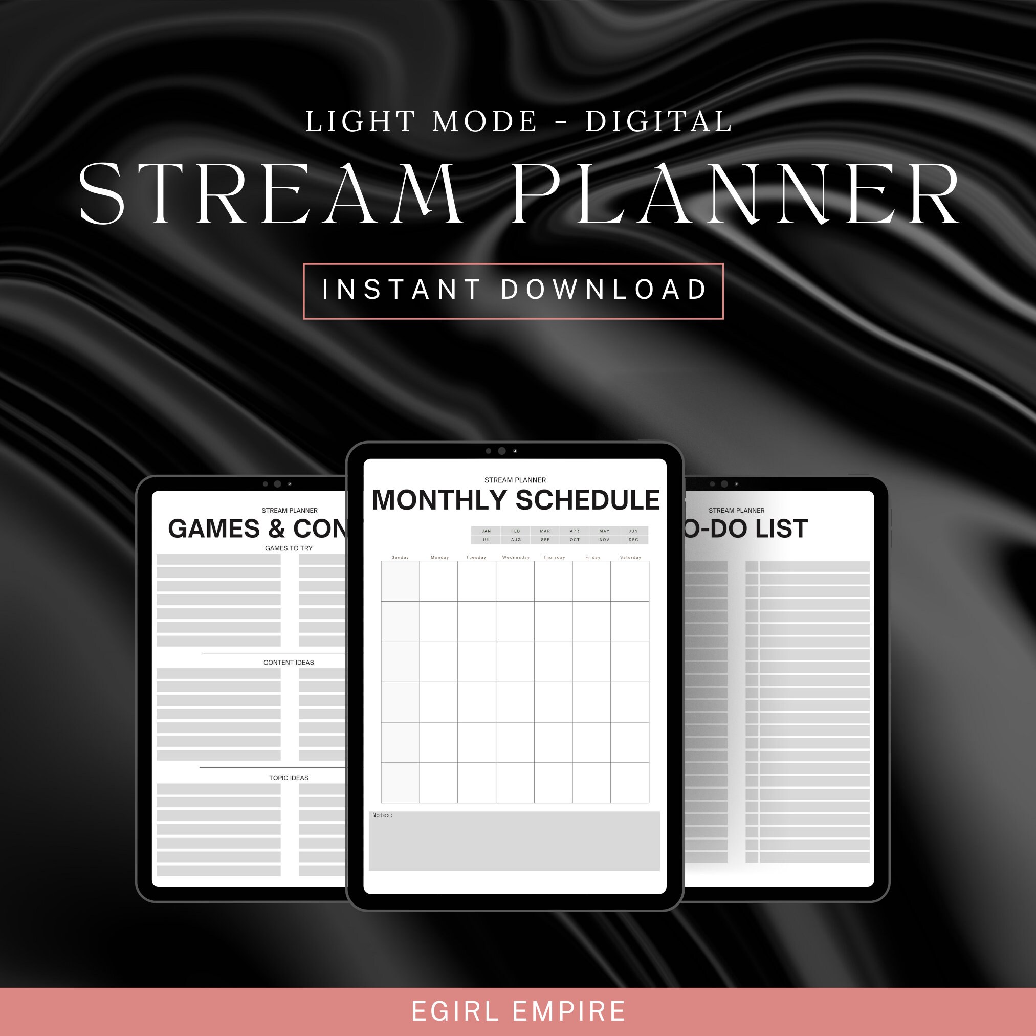 Light Mode Digital Stream Planner, Stream Organizer, Goodnotes Planner ...