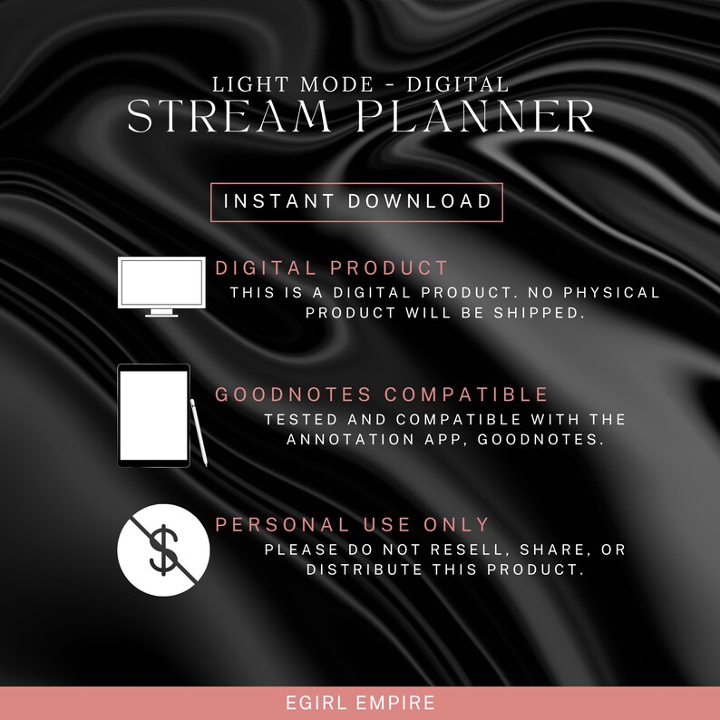Light Mode Digital Stream Planner, Stream Organizer, Goodnotes Planner ...