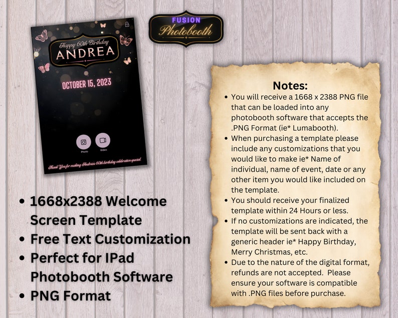 Butterfly Photobooth Portrait Welcome Screen - Etsy