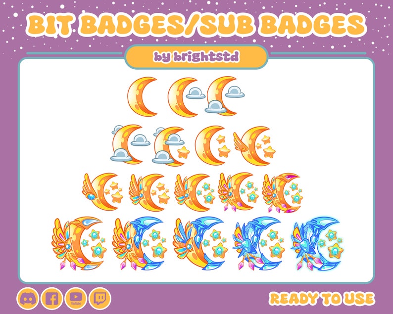 Twitch Sub Badge | Moon Sub Badges | Moon Badges | Moon Collection - Etsy