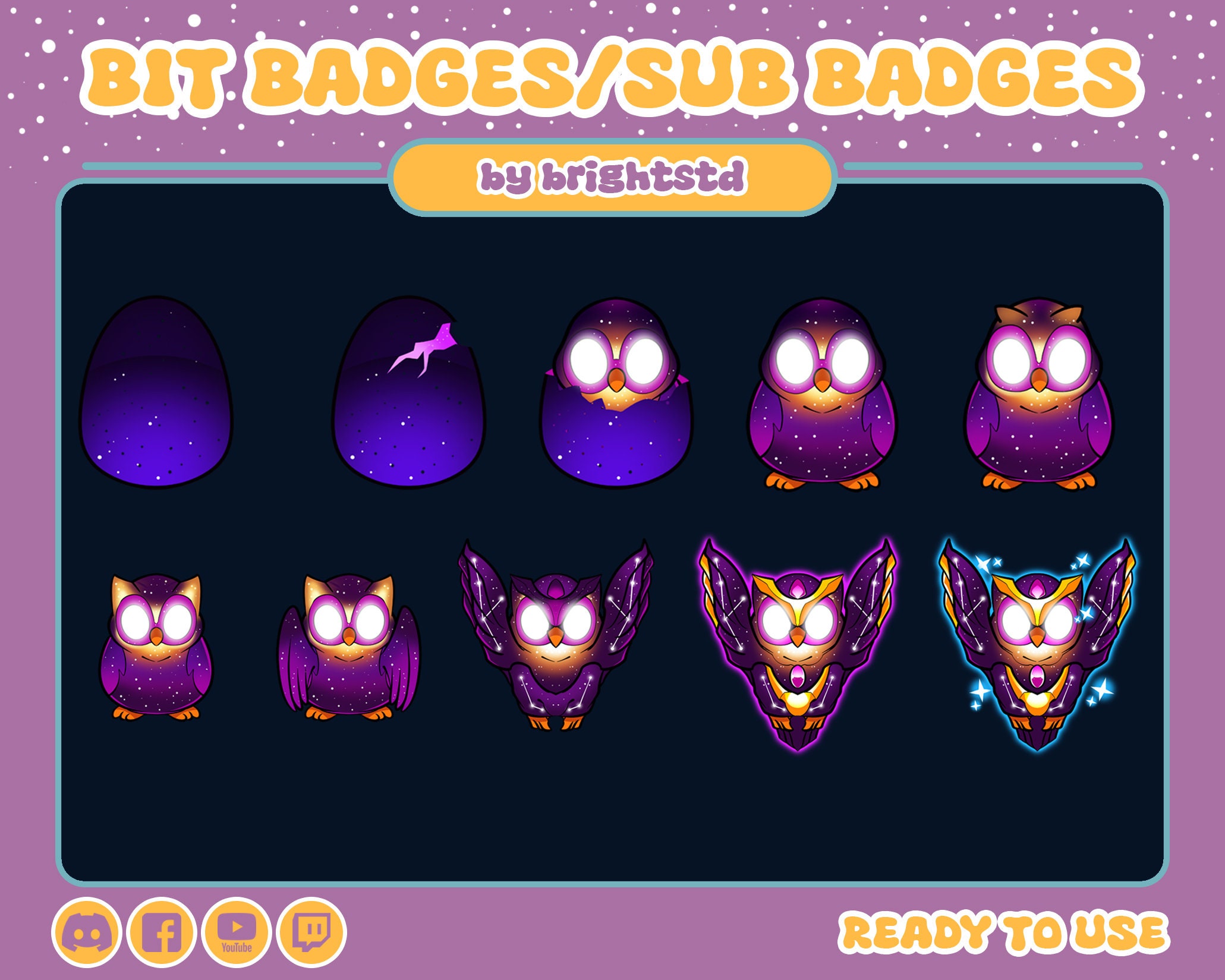 Sub Badges Owl Sub Budges Owl Galaxy Owl - Etsy
