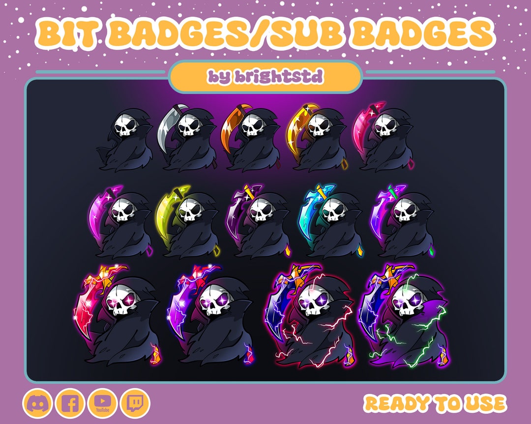 Twitch Sub Badges | Grim Reaper Badges | Grim Reaper | Scythe Badge ...