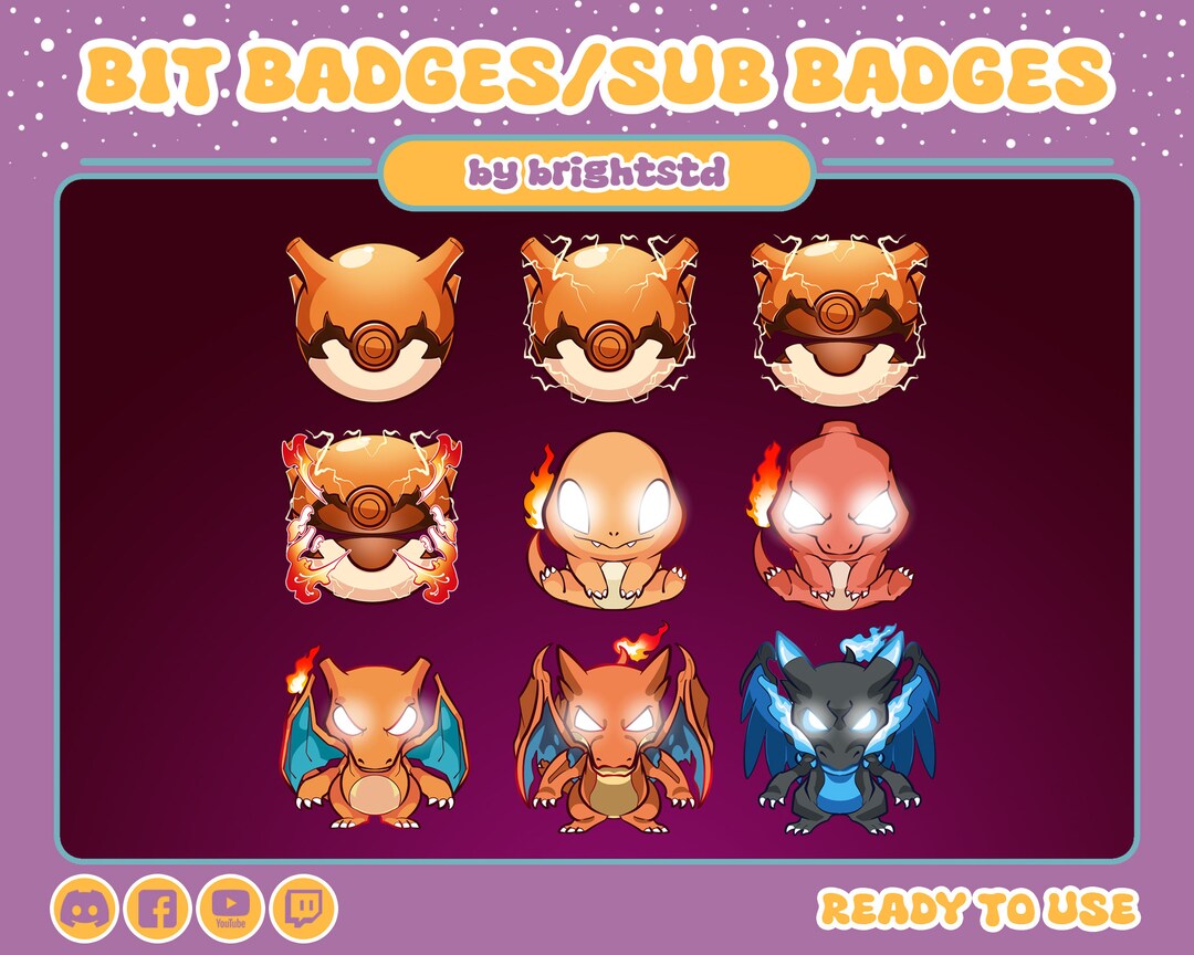 Twitch Sub Badges | Dragon Badges | Orange Creature | Kawaii | Anime ...