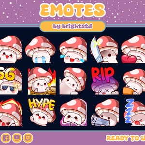 Mushroom Emotes | Twitch Emotes | Mushroom Head | Kawaii Emote | Cute ...