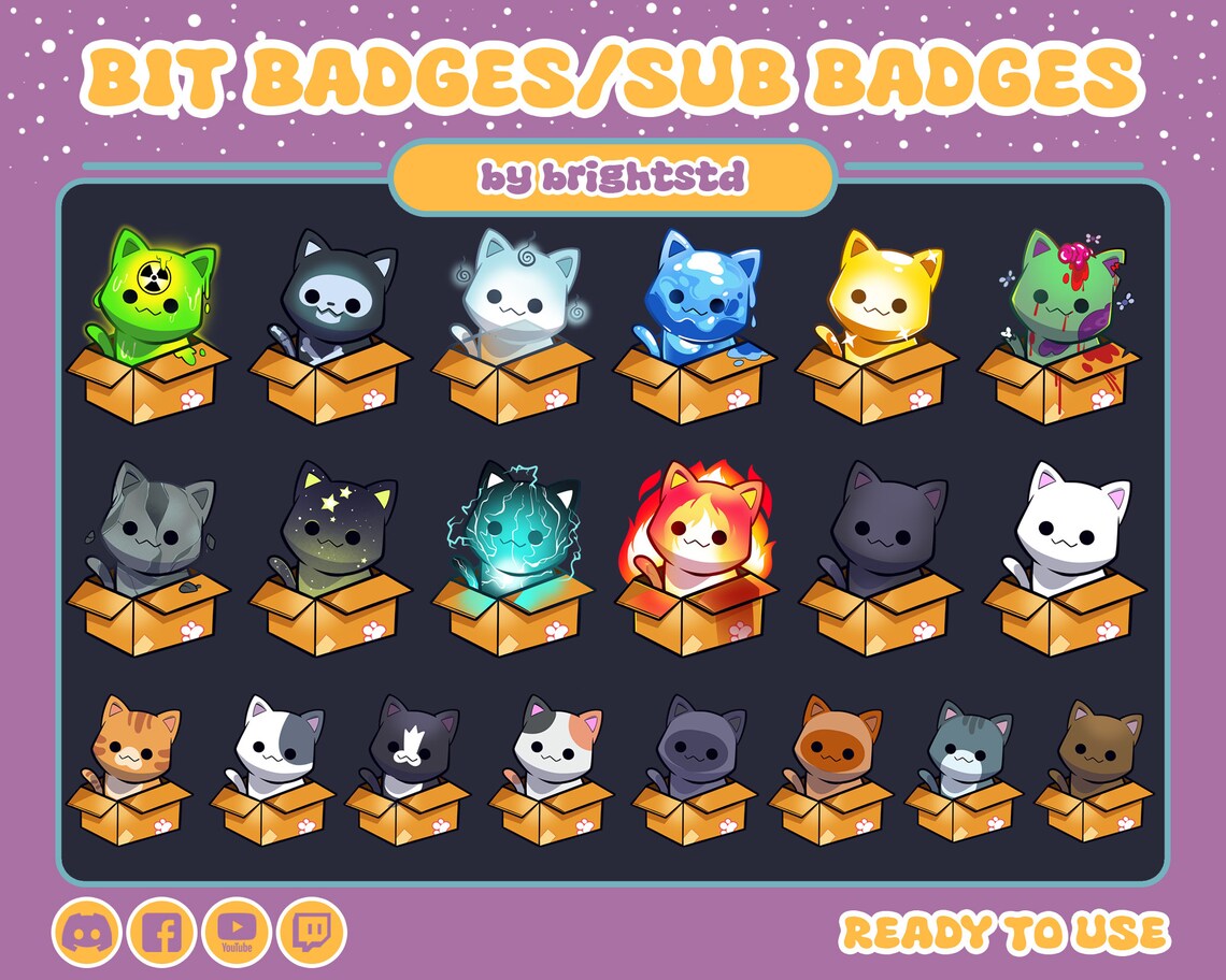 Twitch Sub Badges | Cat Sub Badges | Kitty Badges | Kitten Badges ...