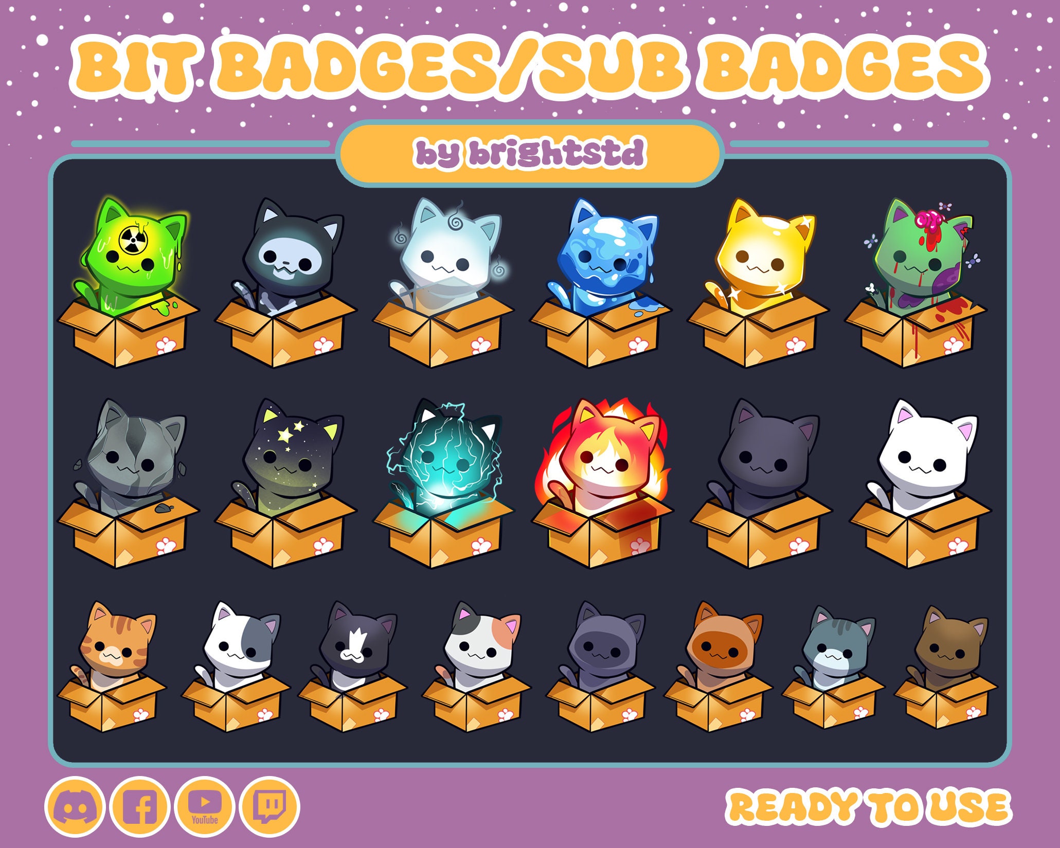 Twitch Sub Badges | Cat Sub Badges | Kitty Badges | Kitten Badges ...