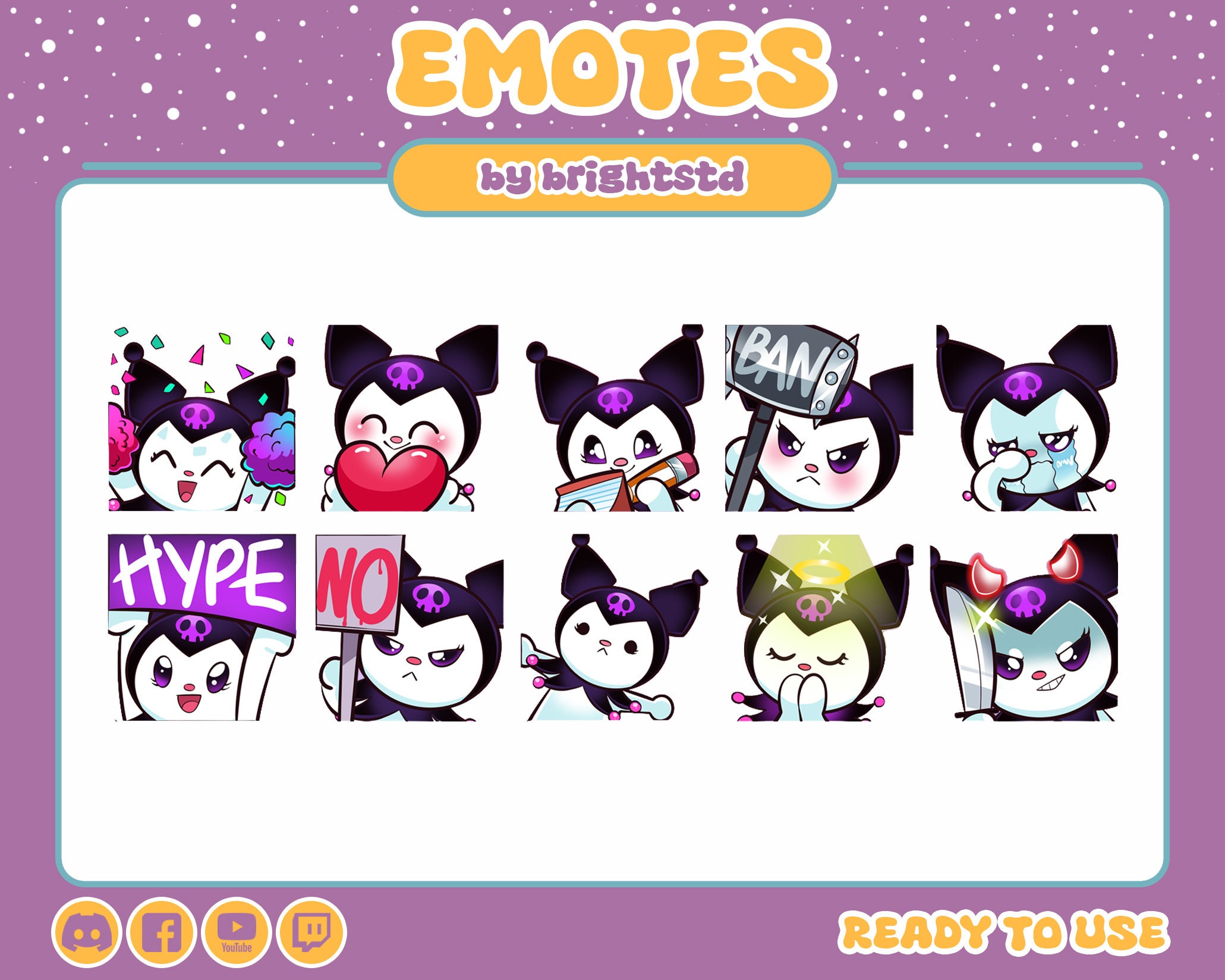 Twitch Emotes | Bunny Plushies | Kawaii Emote | Cute Emote | Dark ...