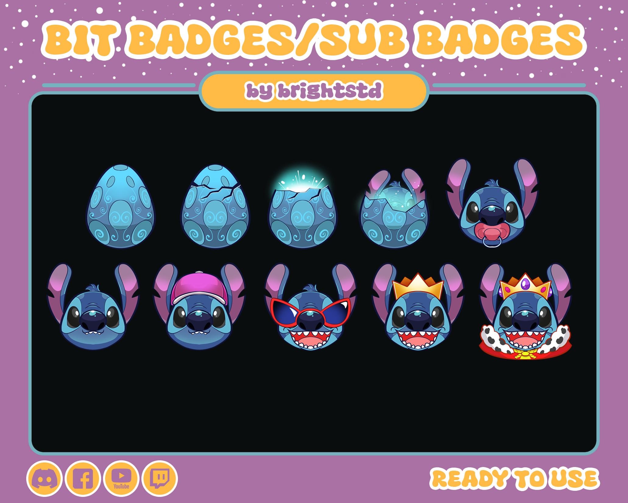 Twitch Sub Badges | Twitch Bit Badges | Lilo and Stitch Sub Badges ...