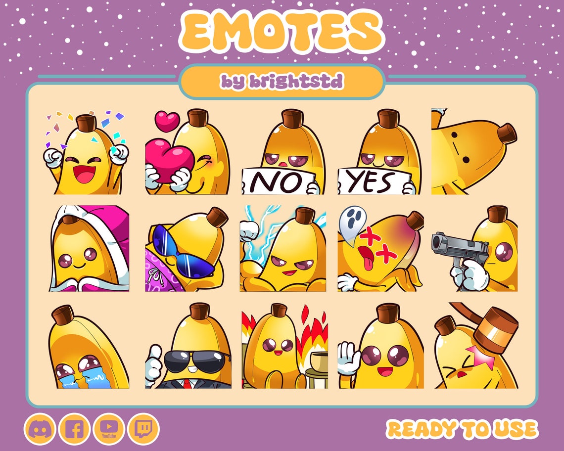 Twitch Emotes | Banana Twitch Emotes | Banana Emotes | Kawaii Emotes ...