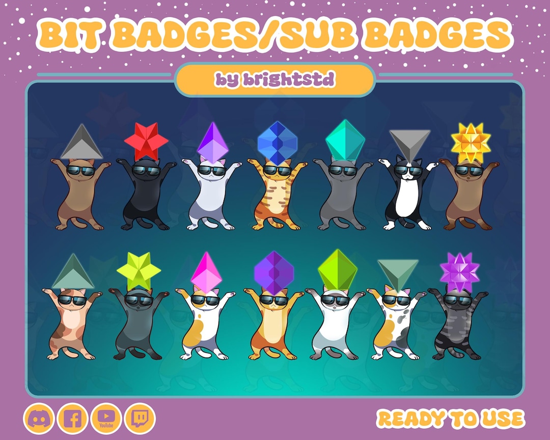 Twitch Bit Badges | Twitch Sub Badges | Cat Badges | Cat Sub Badges ...