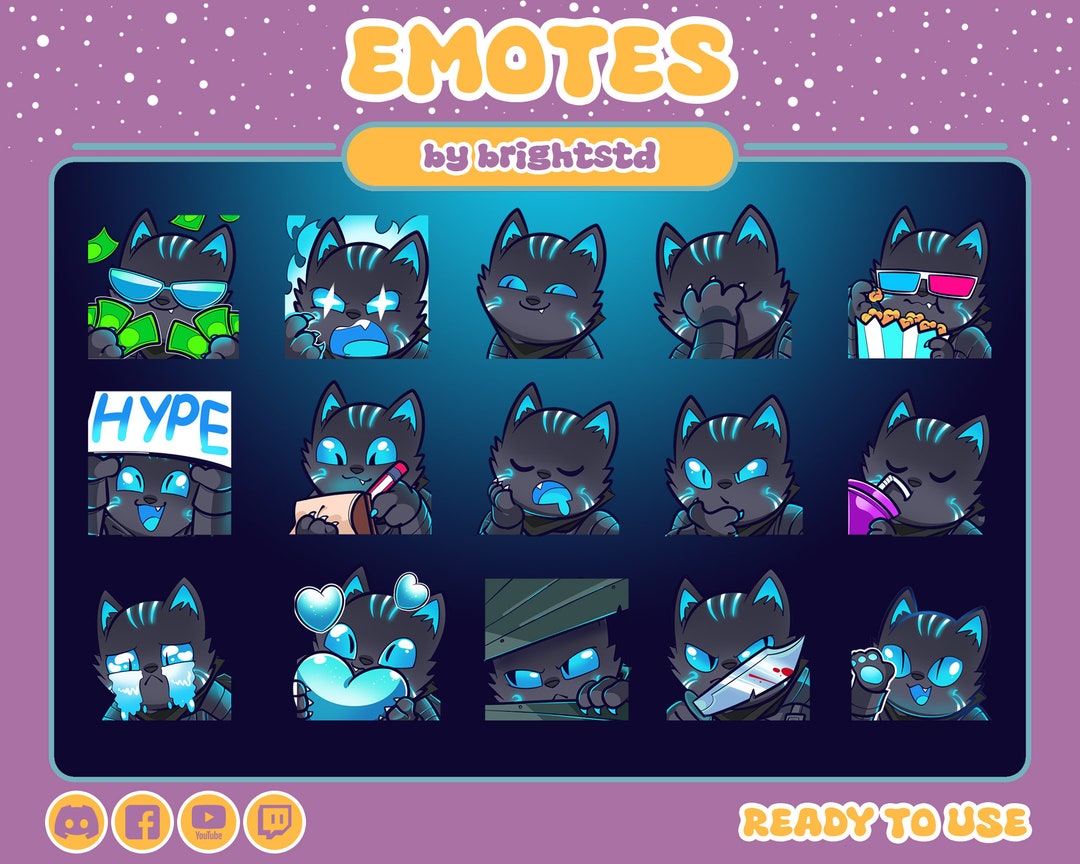 Twitch Emotes | Cat Emotes | Black Cat Emotes | Kawaii Emote | Stream ...