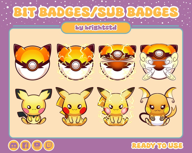 Anime Sub Badges | Twitch Sub Badges | Yellow Squirrel | Electricity ...