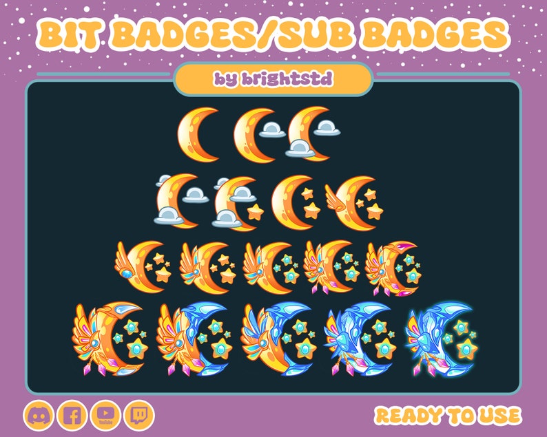Twitch Sub Badge | Moon Sub Badges | Moon Badges | Moon Collection - Etsy