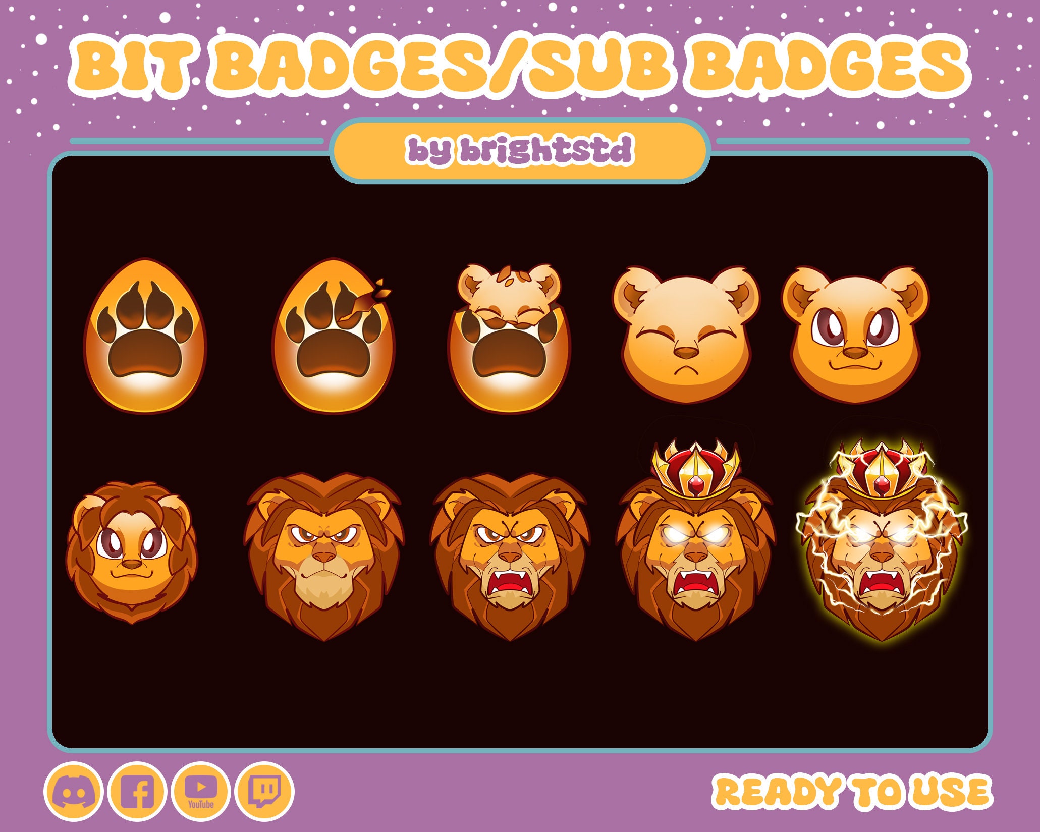 Twitch Sub Badges | Lion Badges | Lion | Stream and Gaming | Discord - Etsy