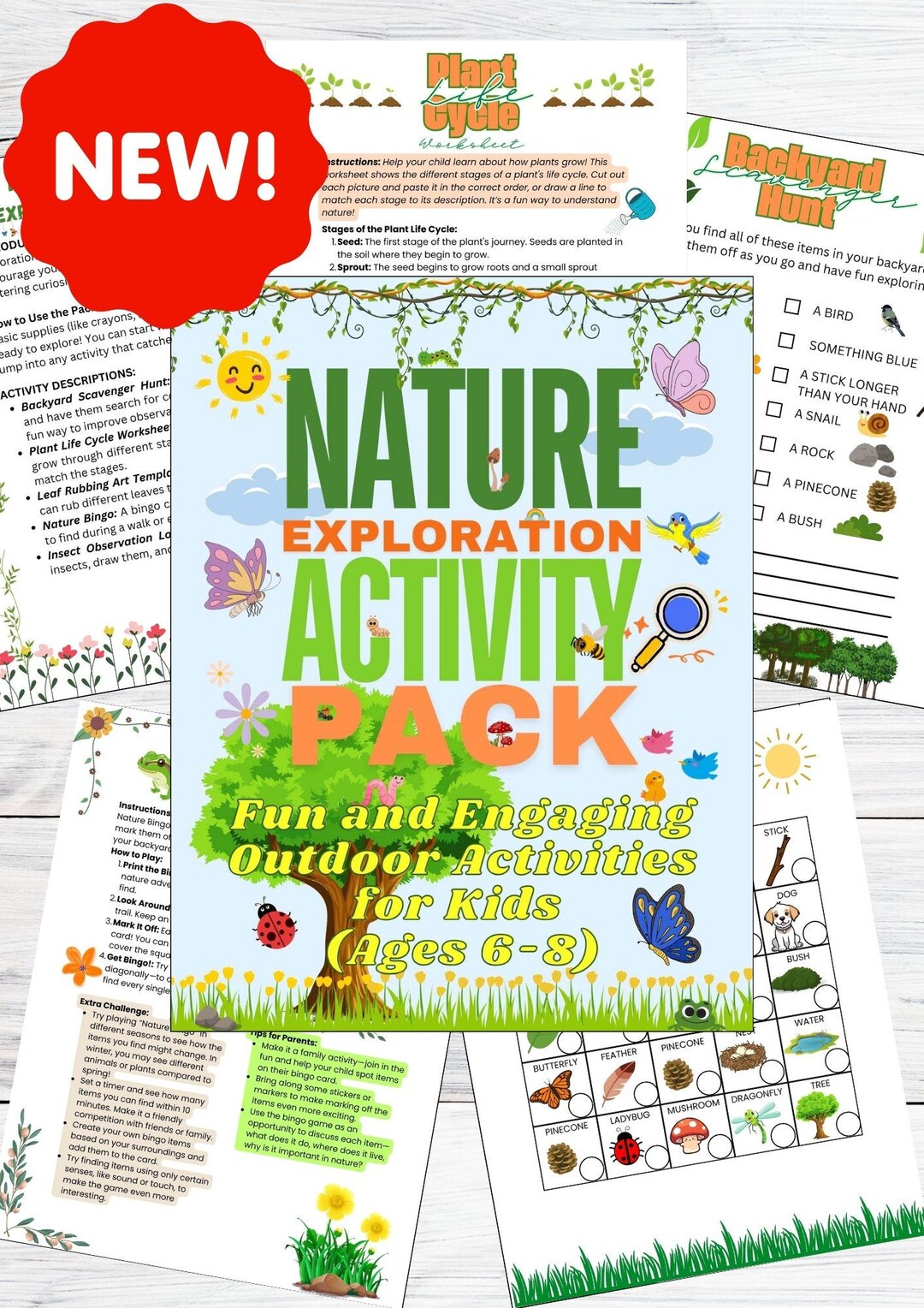 Nature Exploration Activity Pack for Kids (ages 6-8) | Fun Outdoor ...
